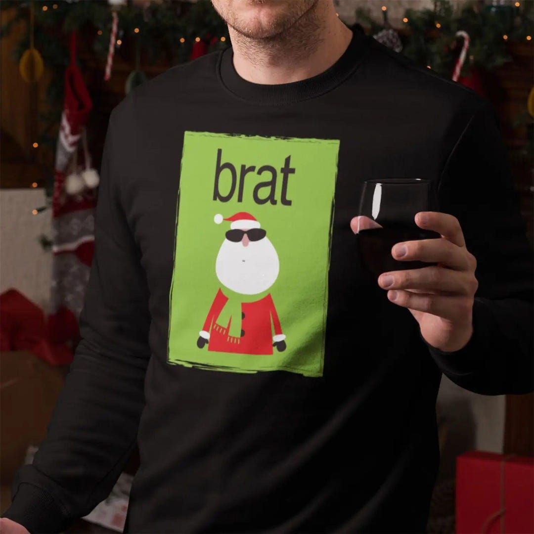 Brat Santa Men's Christmas Jumper Charli XCX Brat Christmas Sweatshirt ...