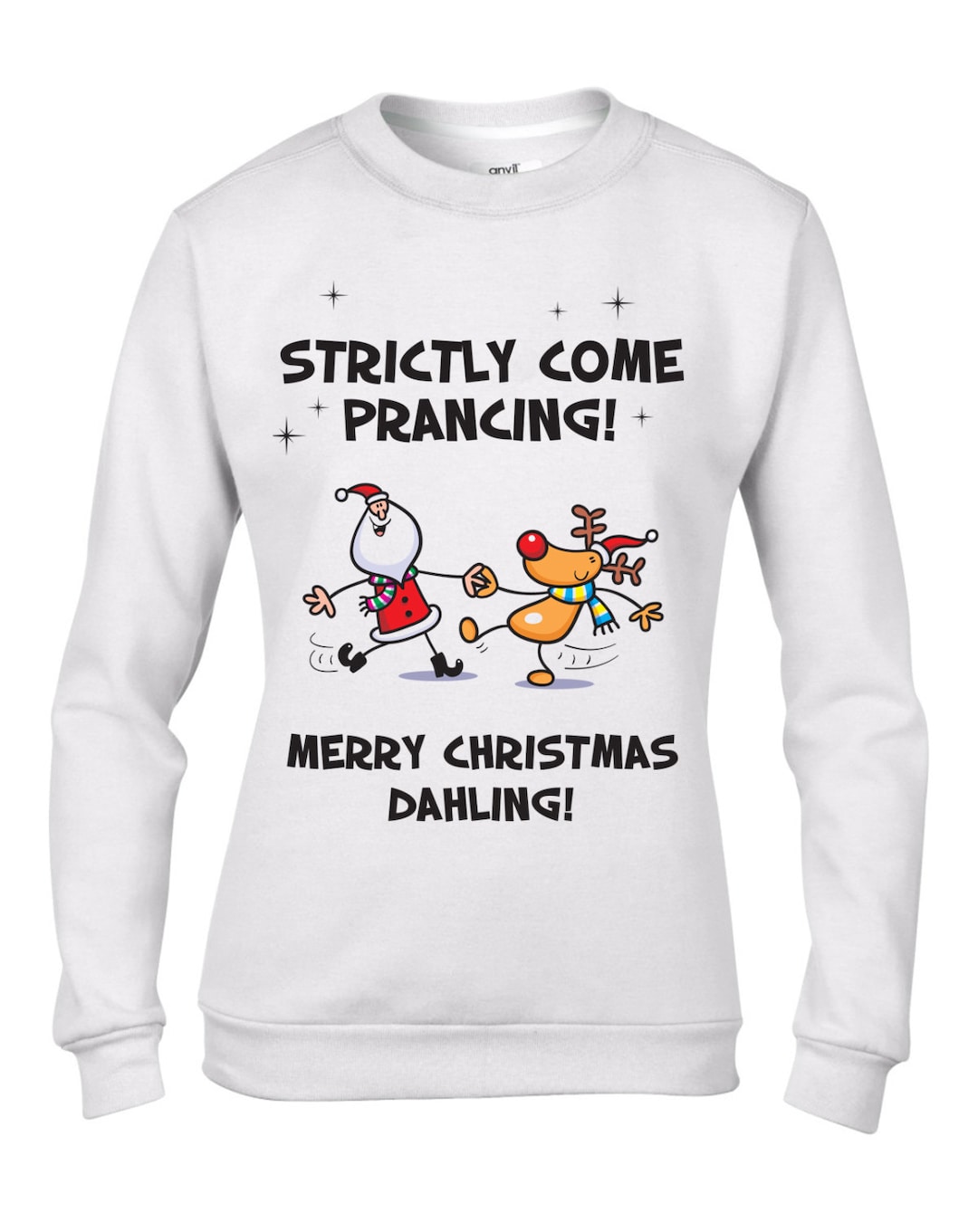 Strictly Come Prancing Santa Claus & Rudolph Funny Women's Christmas ...