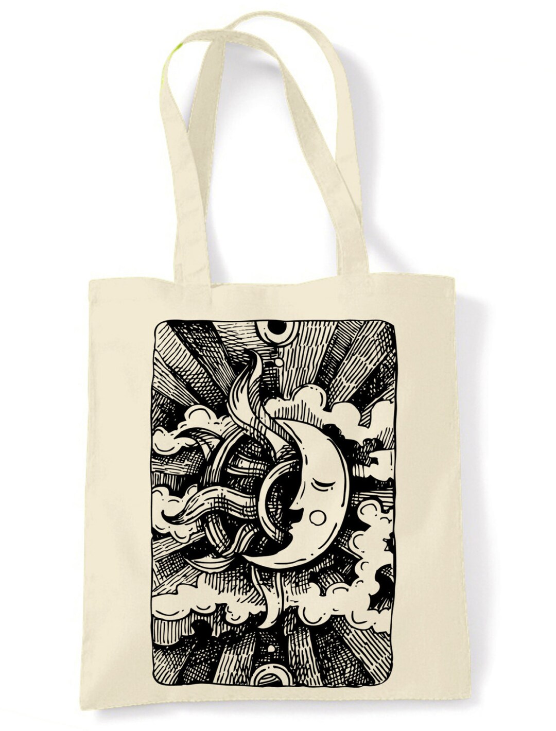 Moon Design Large Print Tote Shoulder Shopping Bag - Holiday Festival ...