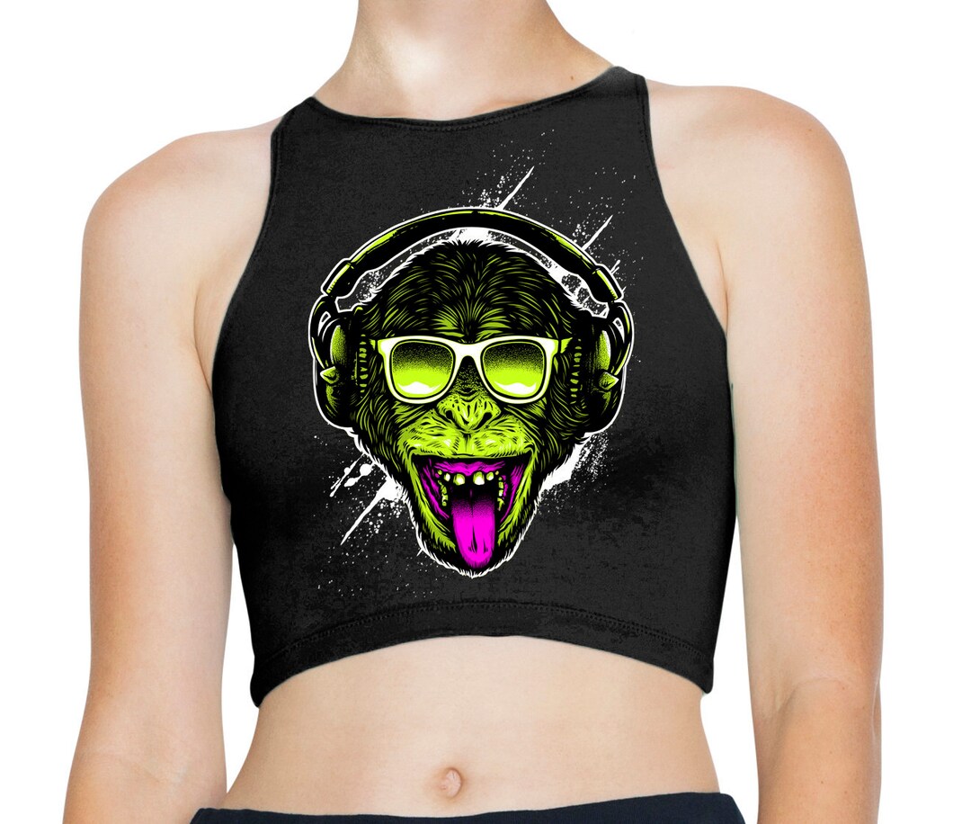 Funky Monkey DJ Women's High Neck Sleeveless Crop Top - Etsy