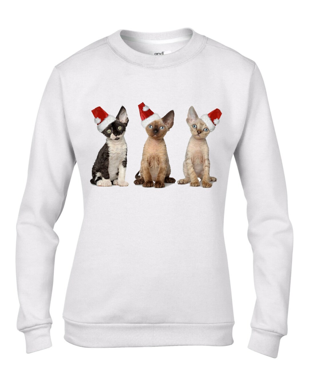 Tres Santa Claus Gatitos Mujer Sudadera de Navidad Jumper - Etsy México