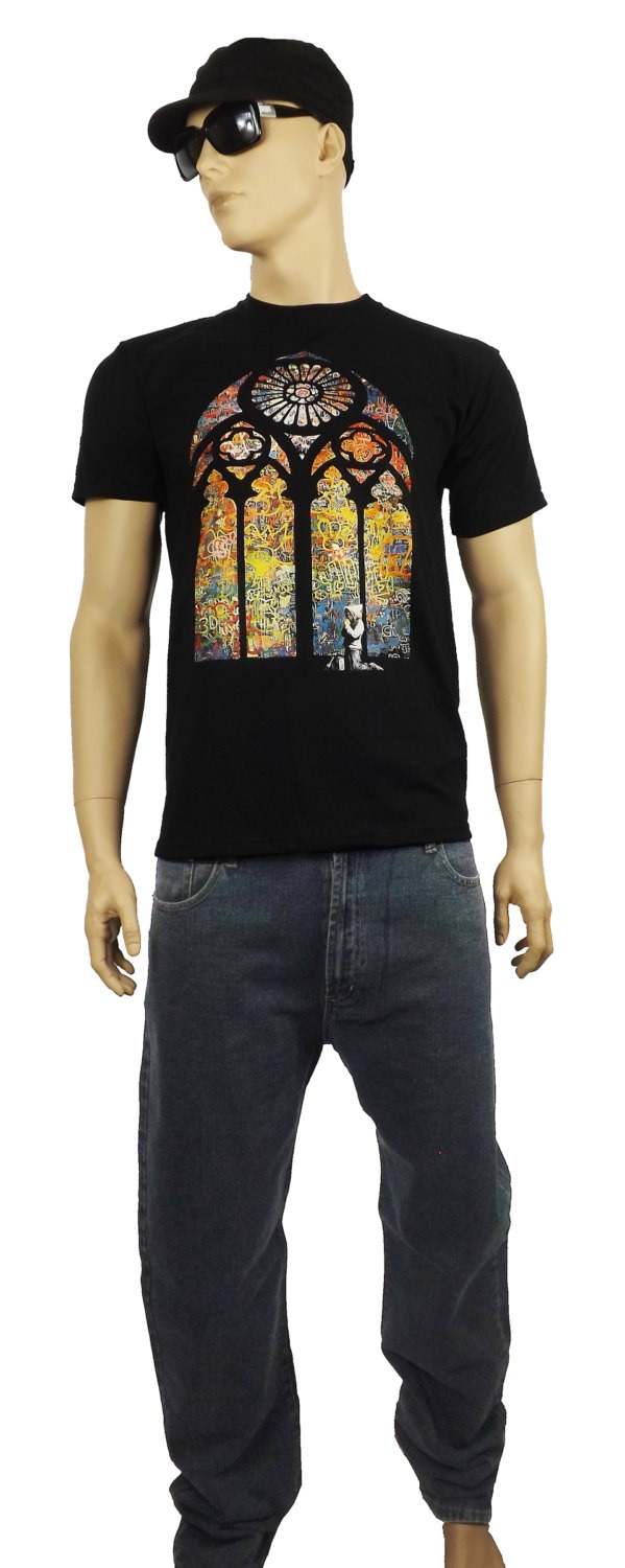 Banksy Stained Glass Window Men's T-shirt - Etsy UK