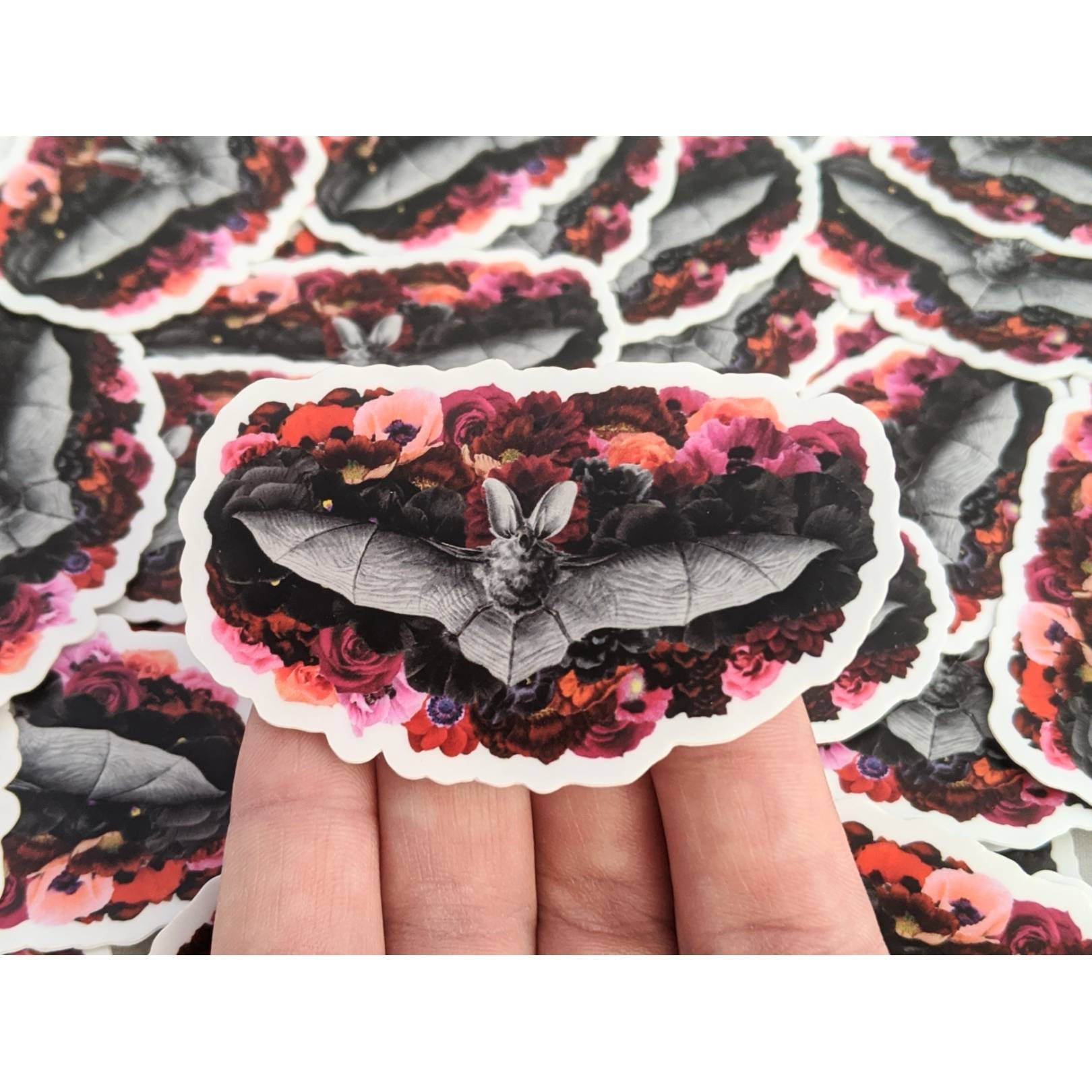 Bat Sticker Floral Bat Sticker Die Cut Vinyl Sticker Laptop - Etsy