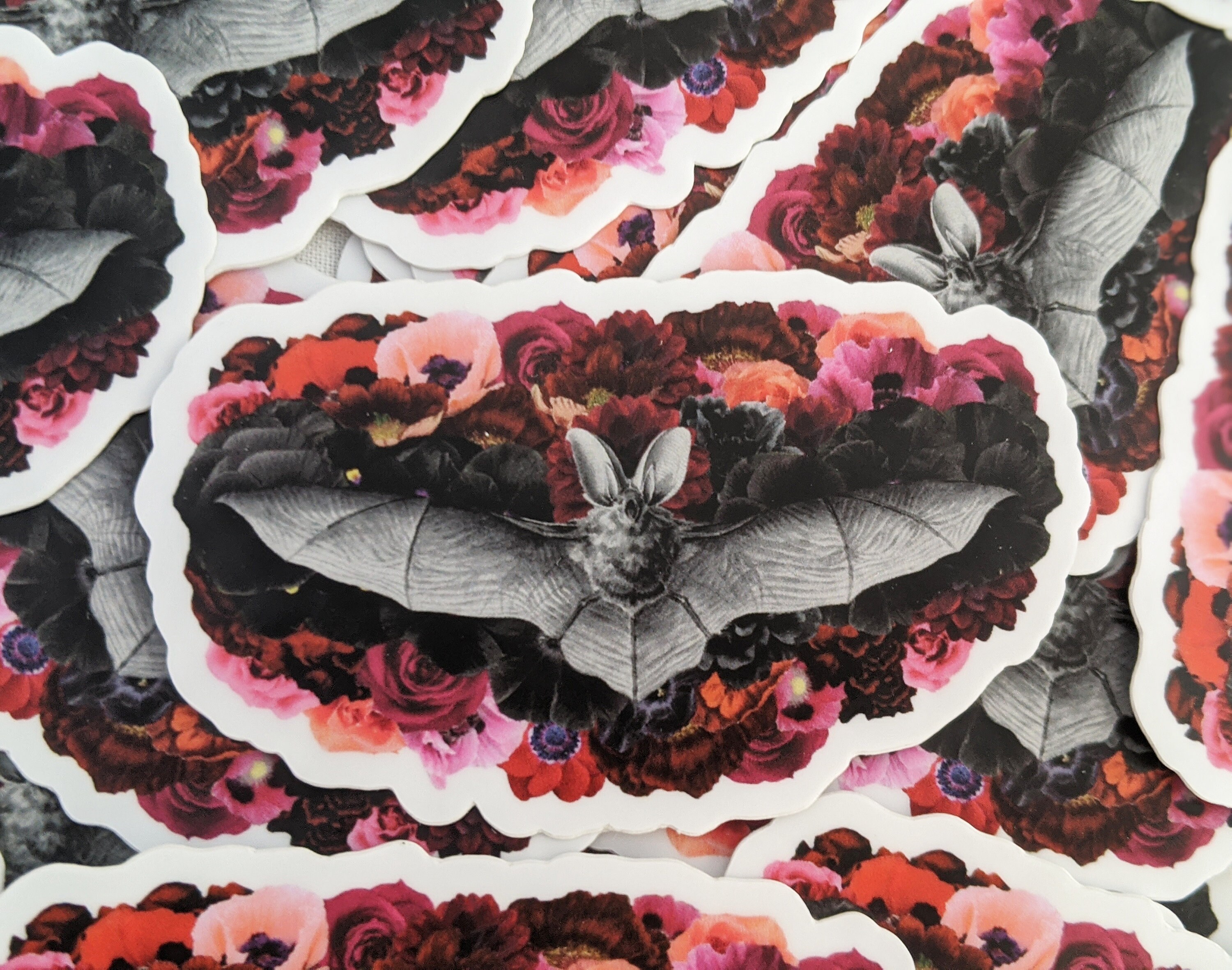 Bat Sticker Floral Bat Sticker Die Cut Vinyl Sticker Laptop - Etsy