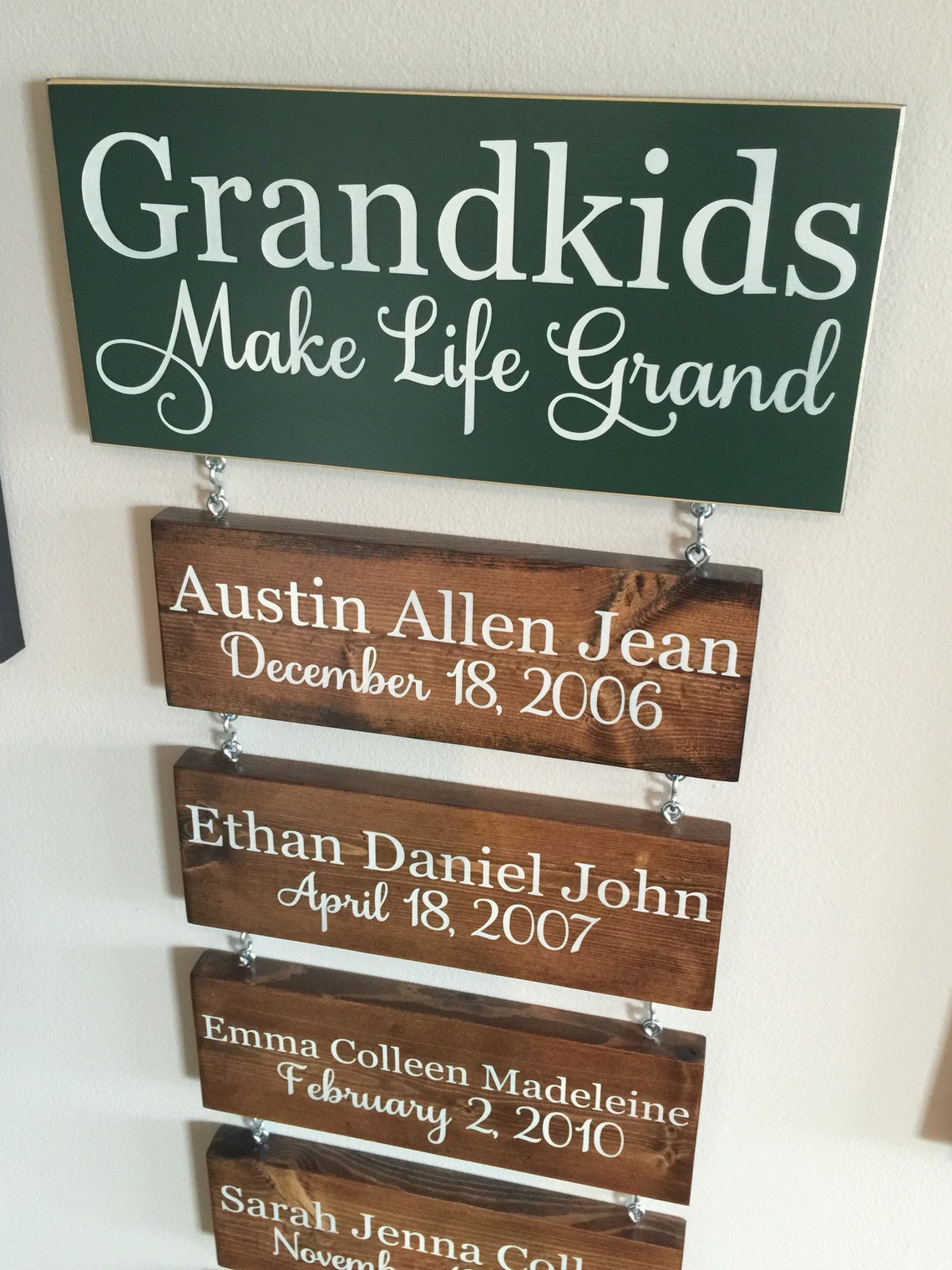 Grandkids Make Life Grand Sign With Hanging Names & Birth Dates - Etsy