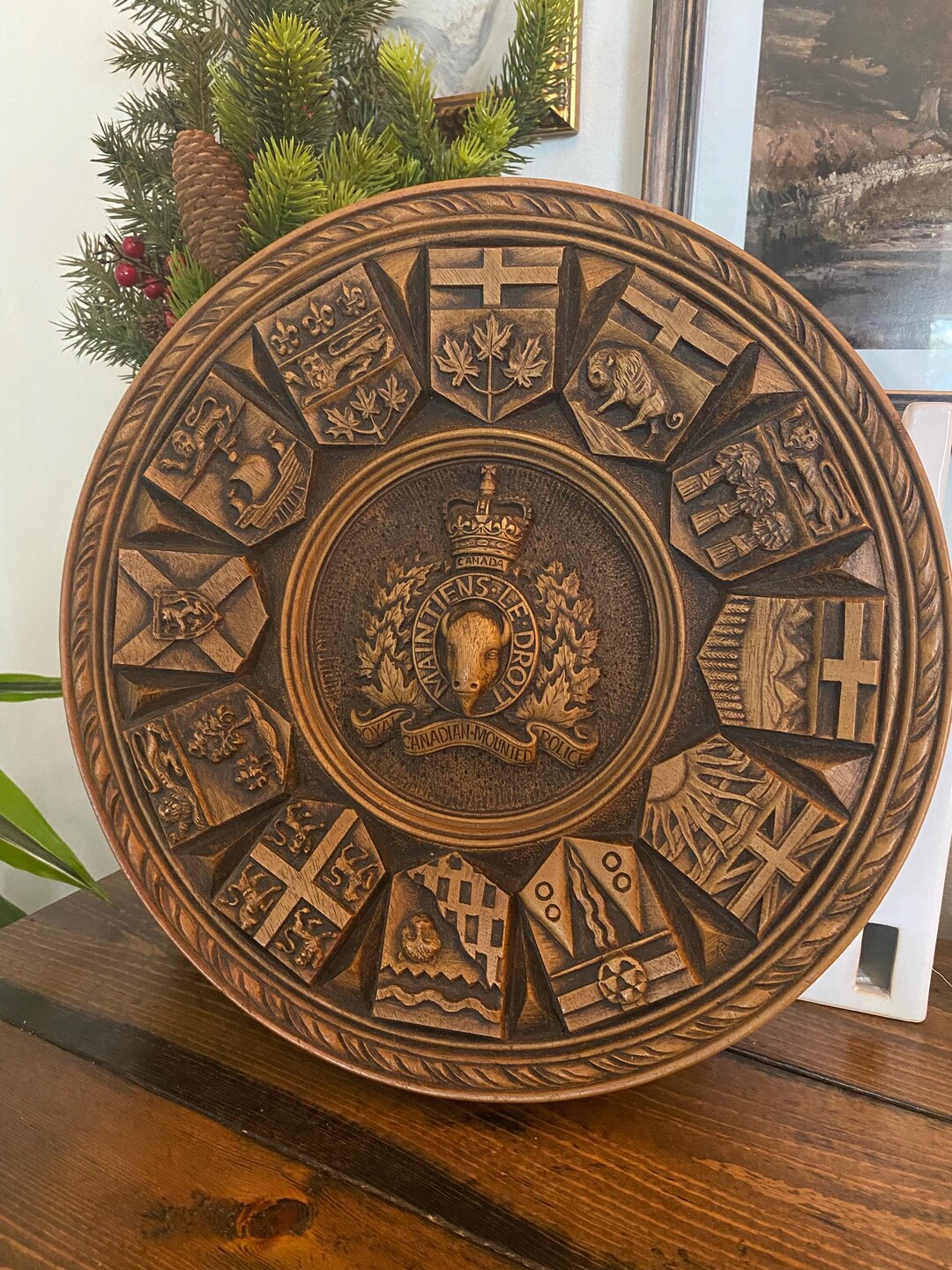 Vintage RARE Karl Rothammer 70’s RCMP Canadian Police Carved Wood Wall ...