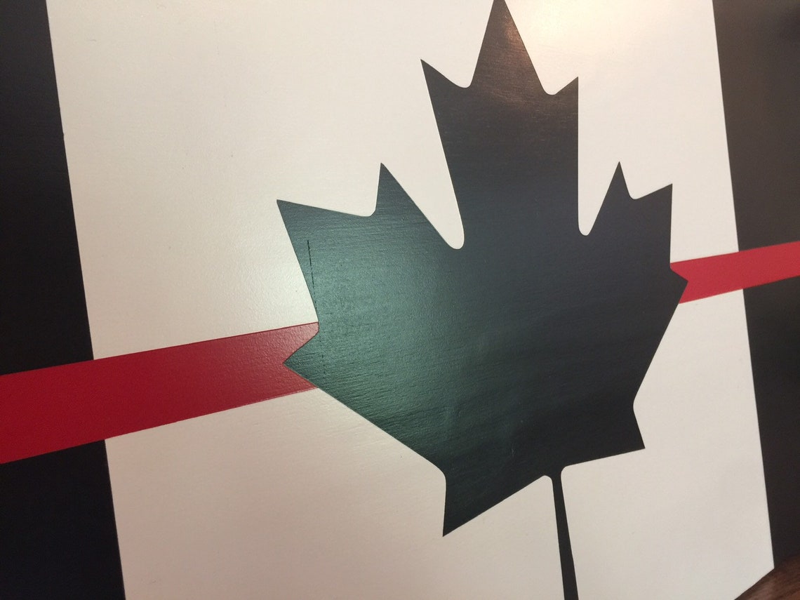 Firefighters Thin Red Line Canadian Flag - Etsy