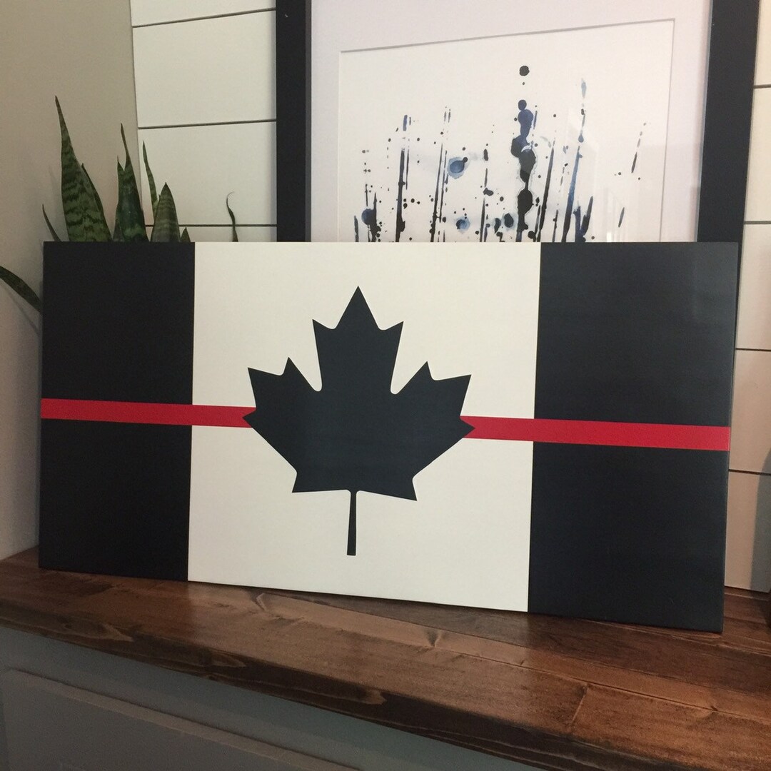 Firefighters Thin Red Line Canadian Flag - Etsy