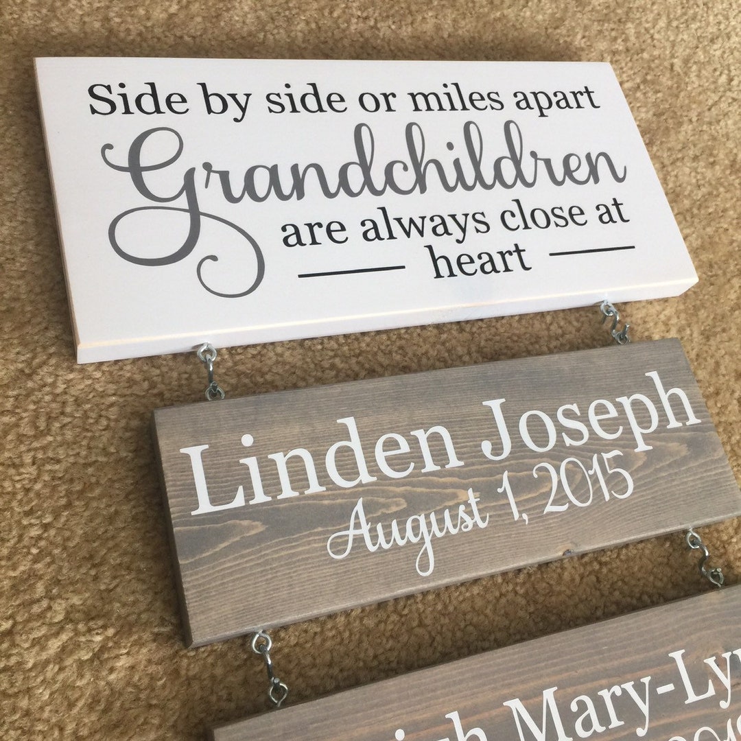 Grandchildren Close at Heart Sign With Hanging Names & Birth - Etsy Canada