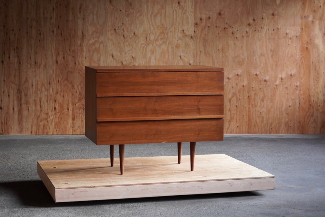 Mel Smilow Walnut Three Drawer Chest - Etsy