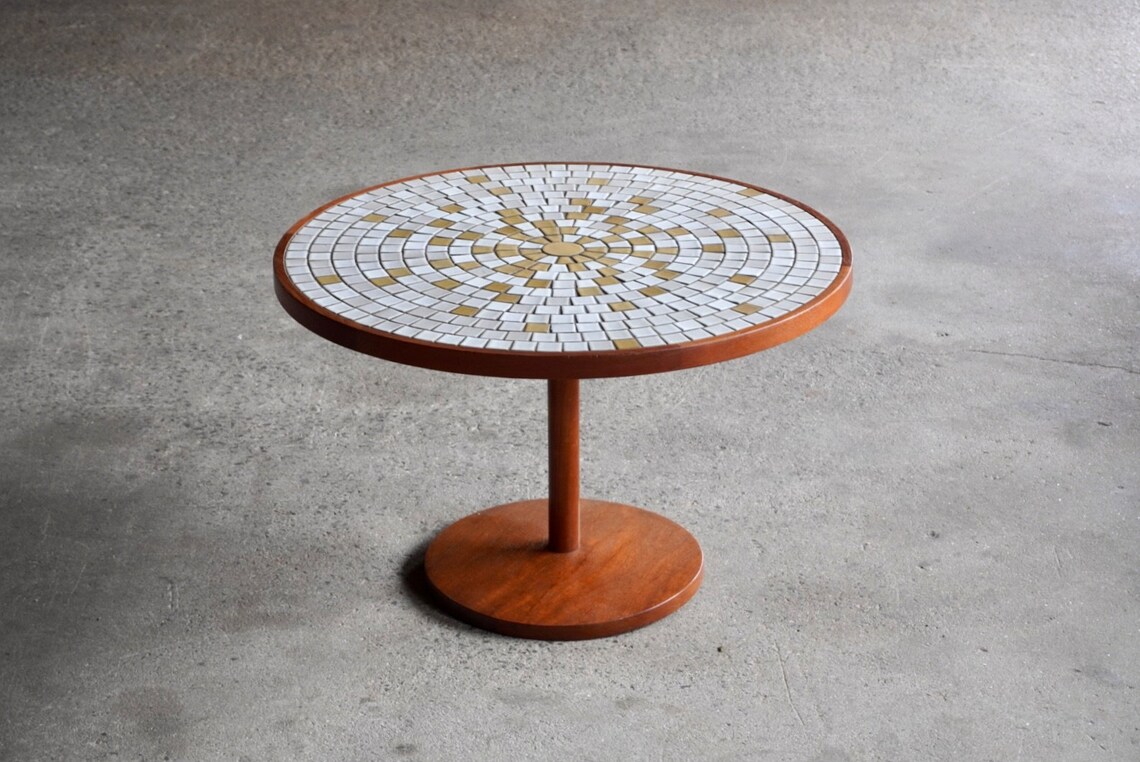 Mosiac Ceramic Tile Round Coffee Table by Martz - Etsy