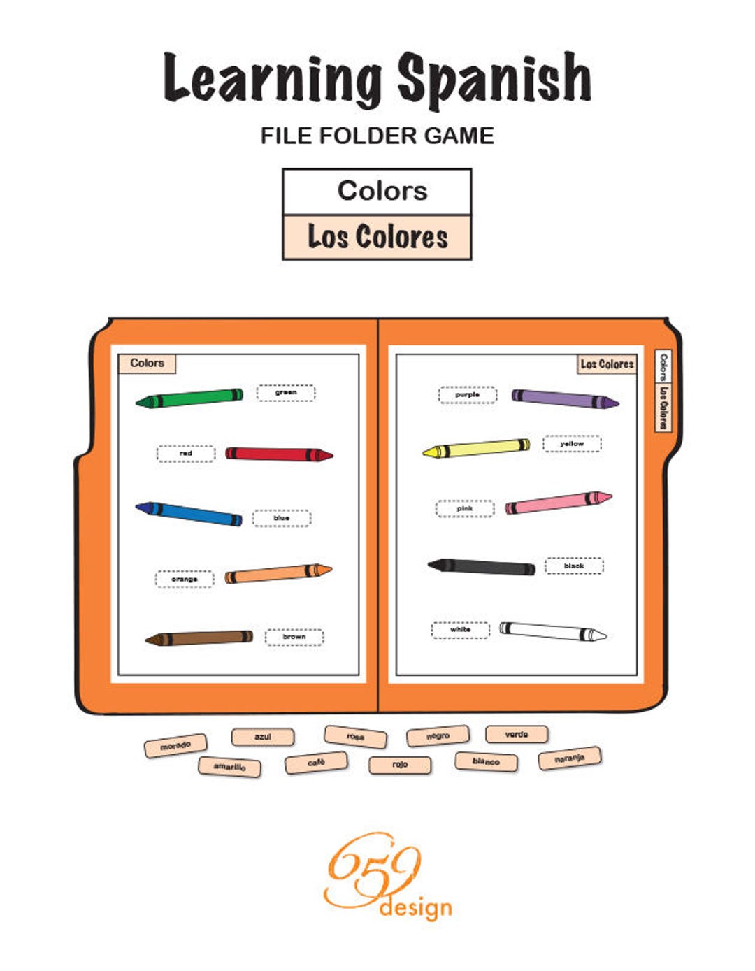 Learning Spanish File Folder Game - Colors - Etsy