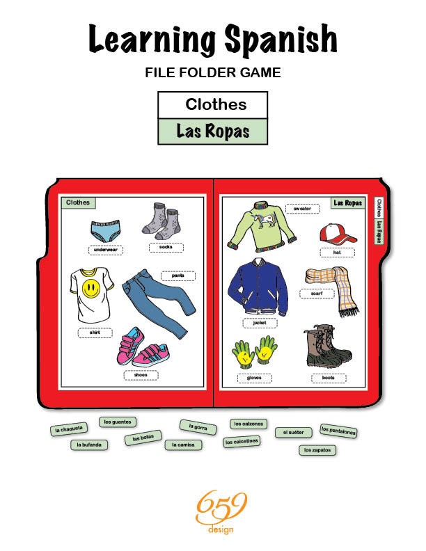 Learning Spanish/english File Folder Game - Clothes/las Ropas - Etsy