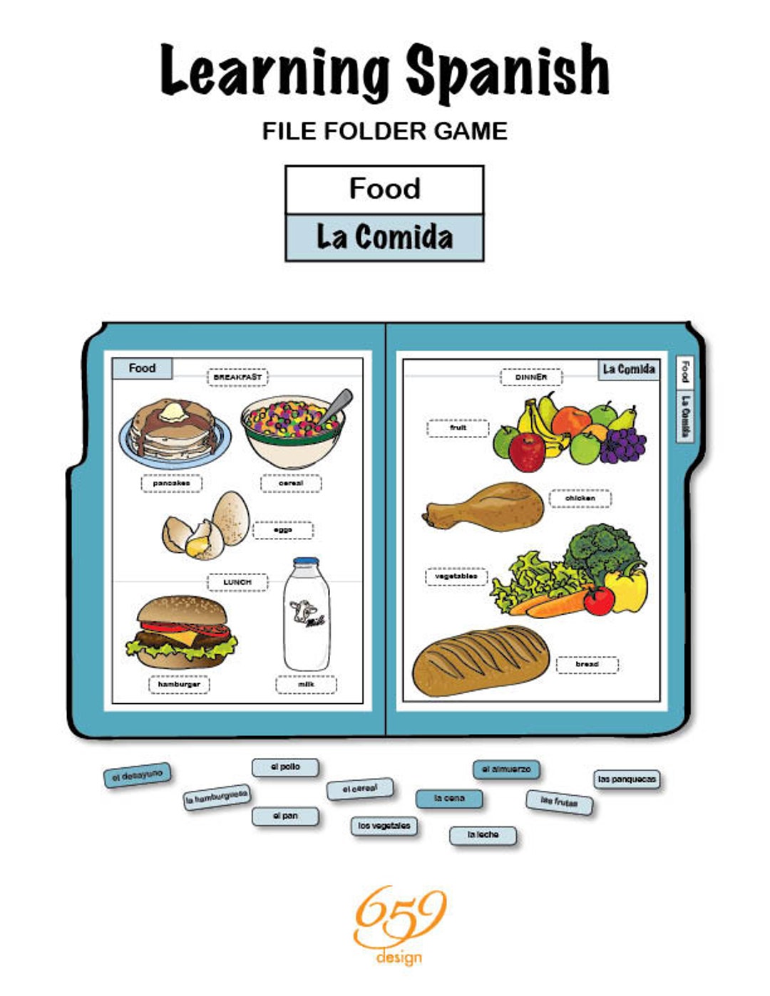 Learning Spanish/english File Folder Game Food - Etsy
