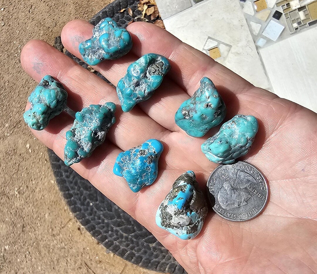 8 Turquoise With Pyrite Stones, Nuggets, Turquoise Cabochon # S - 111 ...