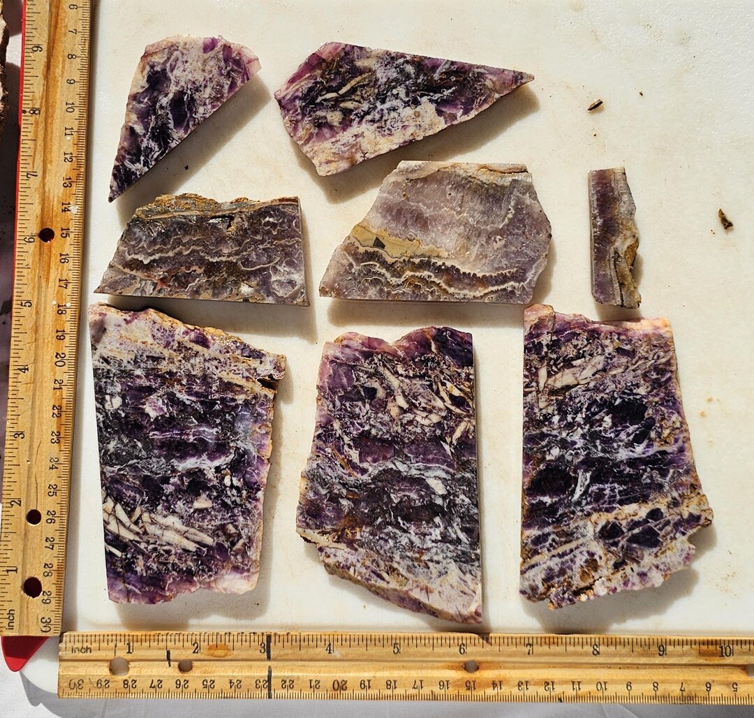 Amethyst Slabs, Set of 7 Slabs of Amethyst, Natural Stone Slabs, Hand ...
