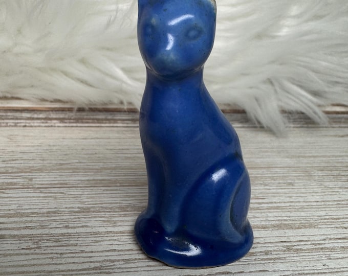 Miniture Blue Delft Porcelain Cat Figurine - Etsy