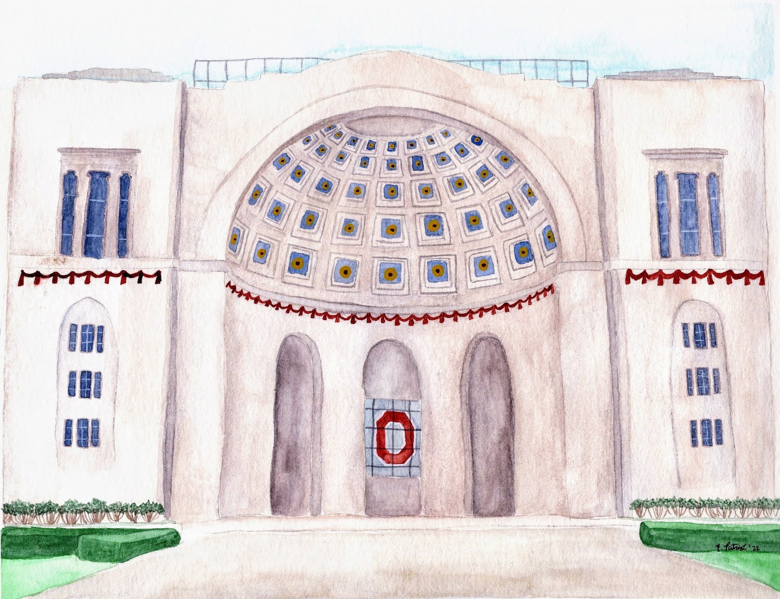 Ohio State Football Stadium Watercolor Painting - Etsy