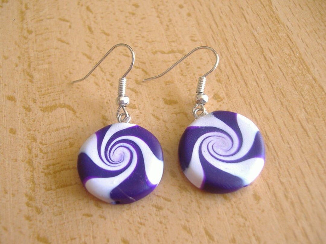 Purple Earrings With Fimo - Etsy
