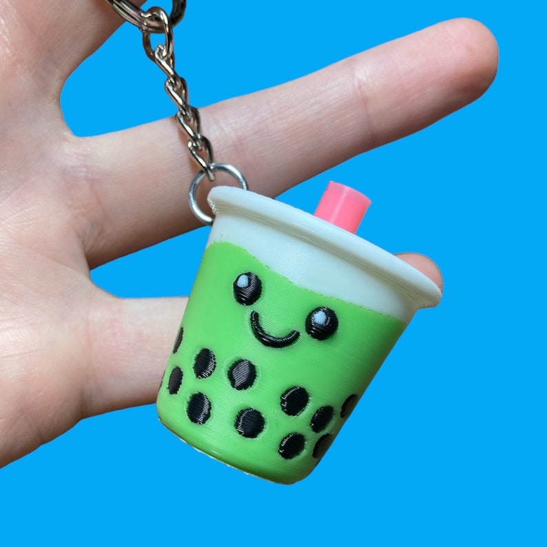 Cute Kawaii Boba Tea Keychain Bubble Tea Accessory 3D Printed Milk Tea ...