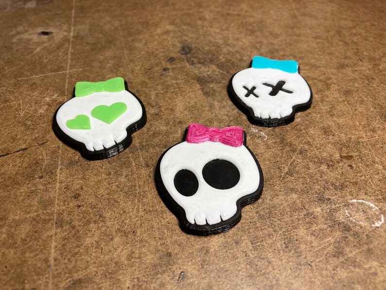 3D Printed Girl Skull Pin Customizable Bow Colors Dead - Etsy