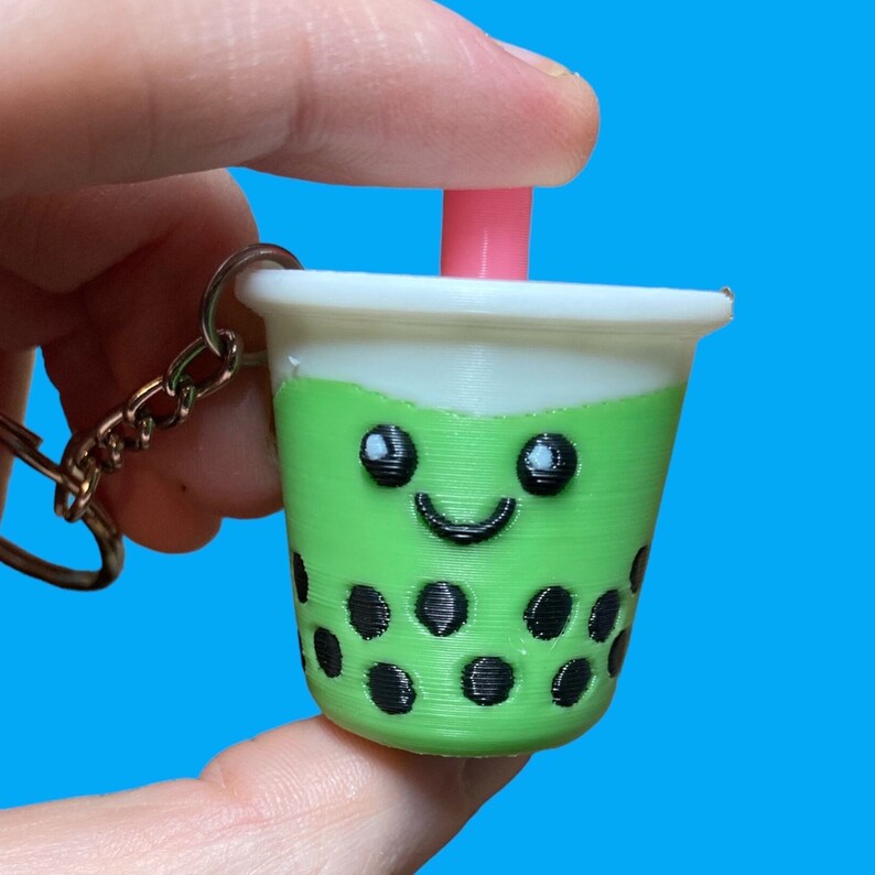 Cute Kawaii Boba Tea Keychain Bubble Tea Accessory 3D Printed Milk Tea ...