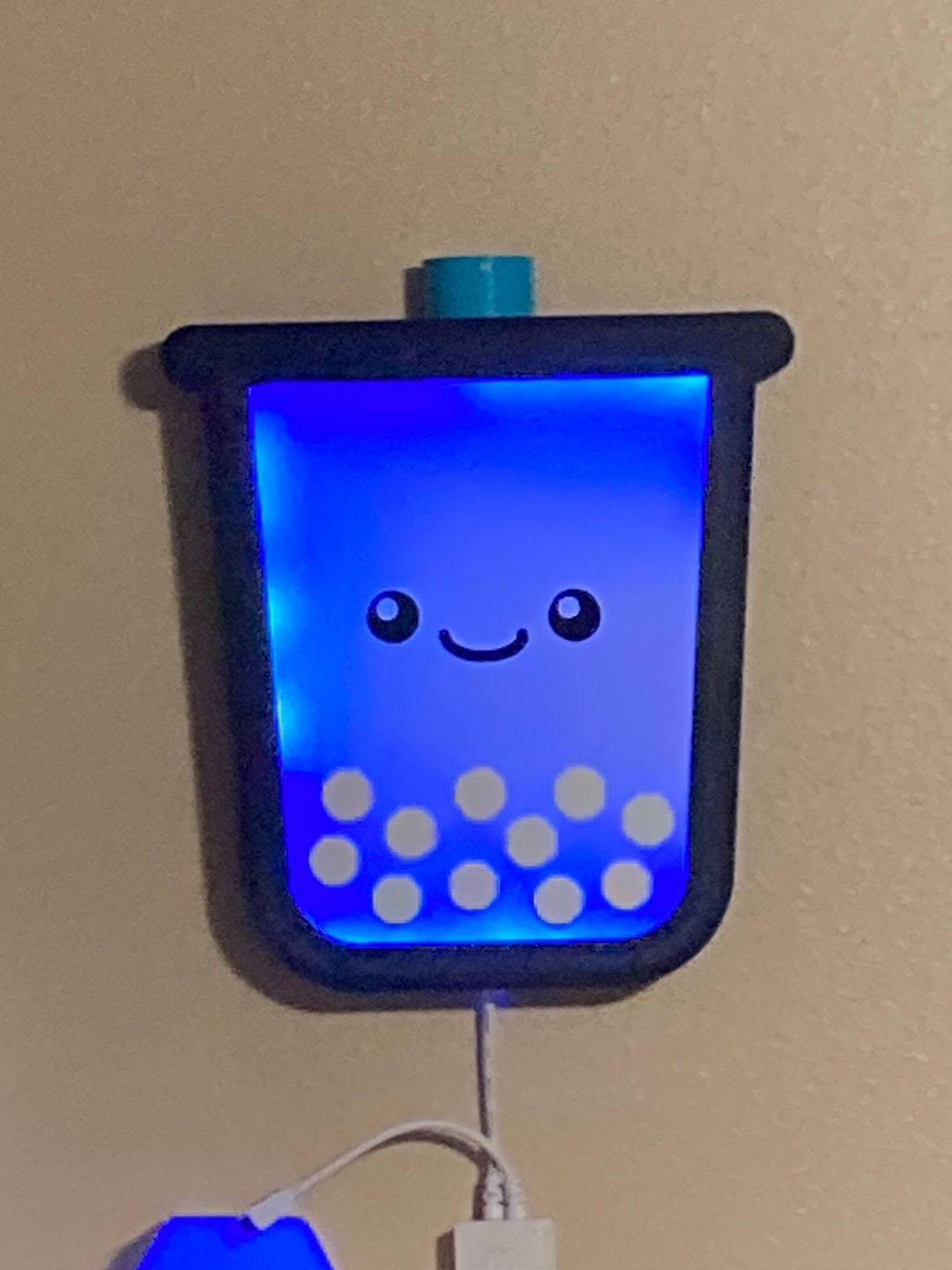 Kawaii Boba Tea RGB Wall Light - Cute Bubble Tea Home Decor Light ...