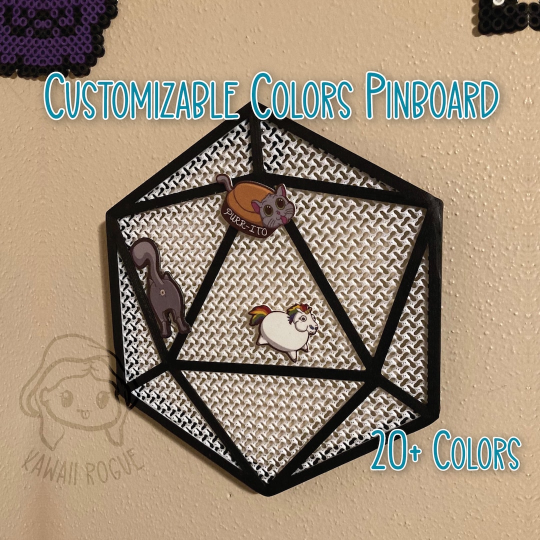 Customizable Colors D20 Shaped Enamel Lapel 3D Printed Pinboard - Etsy