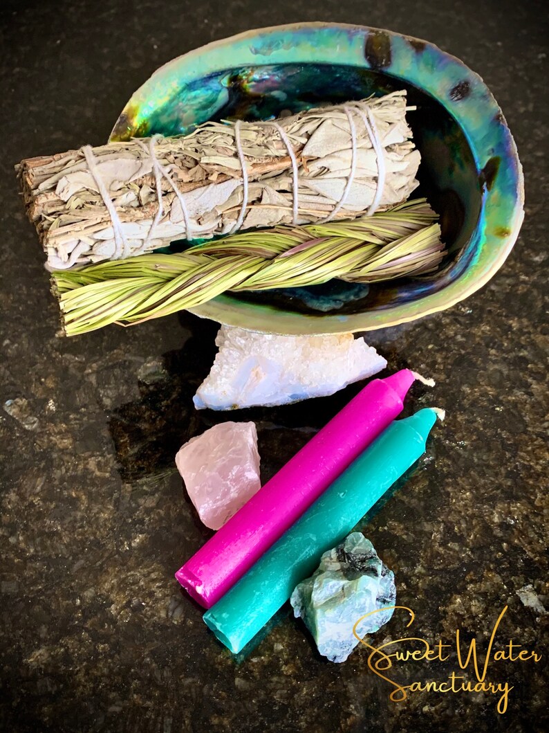 Smudge Sage Sweetgrass Rose Quartz Emerald Abalone Lion Paw | Etsy