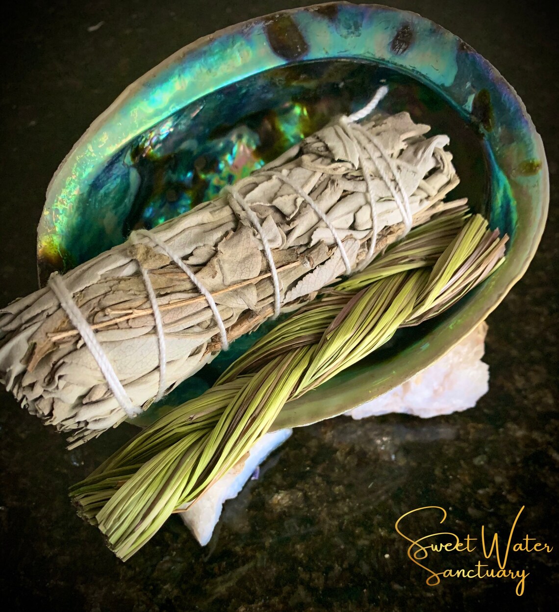 Smudge Sage Sweetgrass Rose Quartz Emerald Abalone Lion Paw | Etsy