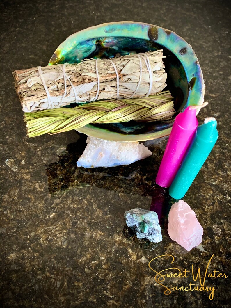 Smudge Sage Sweetgrass Rose Quartz Emerald Abalone Lion Paw | Etsy