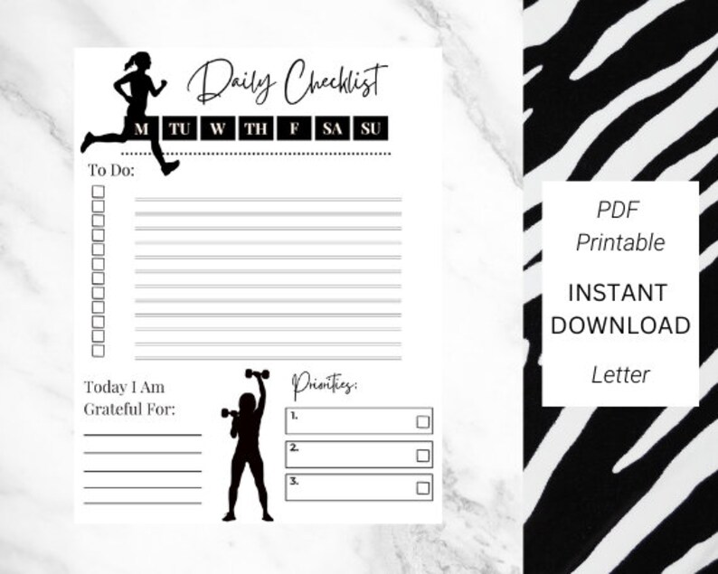 Printable to Do List Daily Checklist Daily Planner Daily Schedule ...