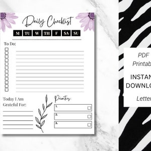 Printable to Do List Daily Checklist Daily Planner Daily Schedule ...
