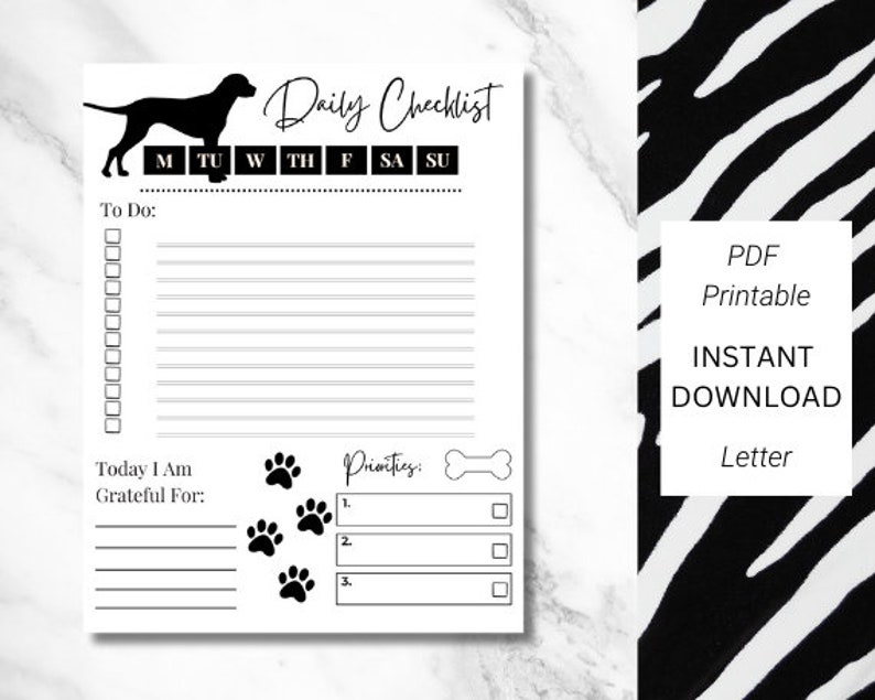 Printable to Do List Daily Checklist Daily Planner Daily - Etsy