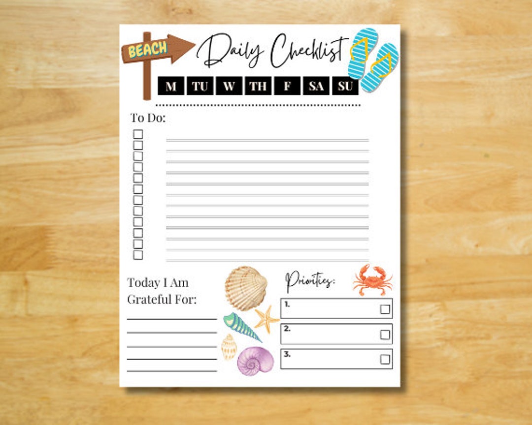 Printable to Do List Daily Checklist Daily Planner Daily - Etsy
