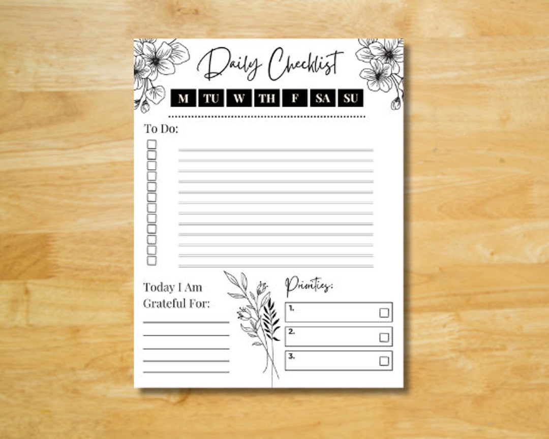 Printable to Do List Daily Checklist Daily Planner Daily Schedule ...