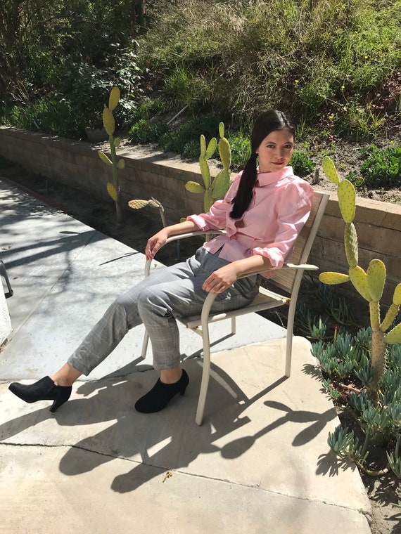 90s Pink Retro Waitress Convertible Blouse - Etsy