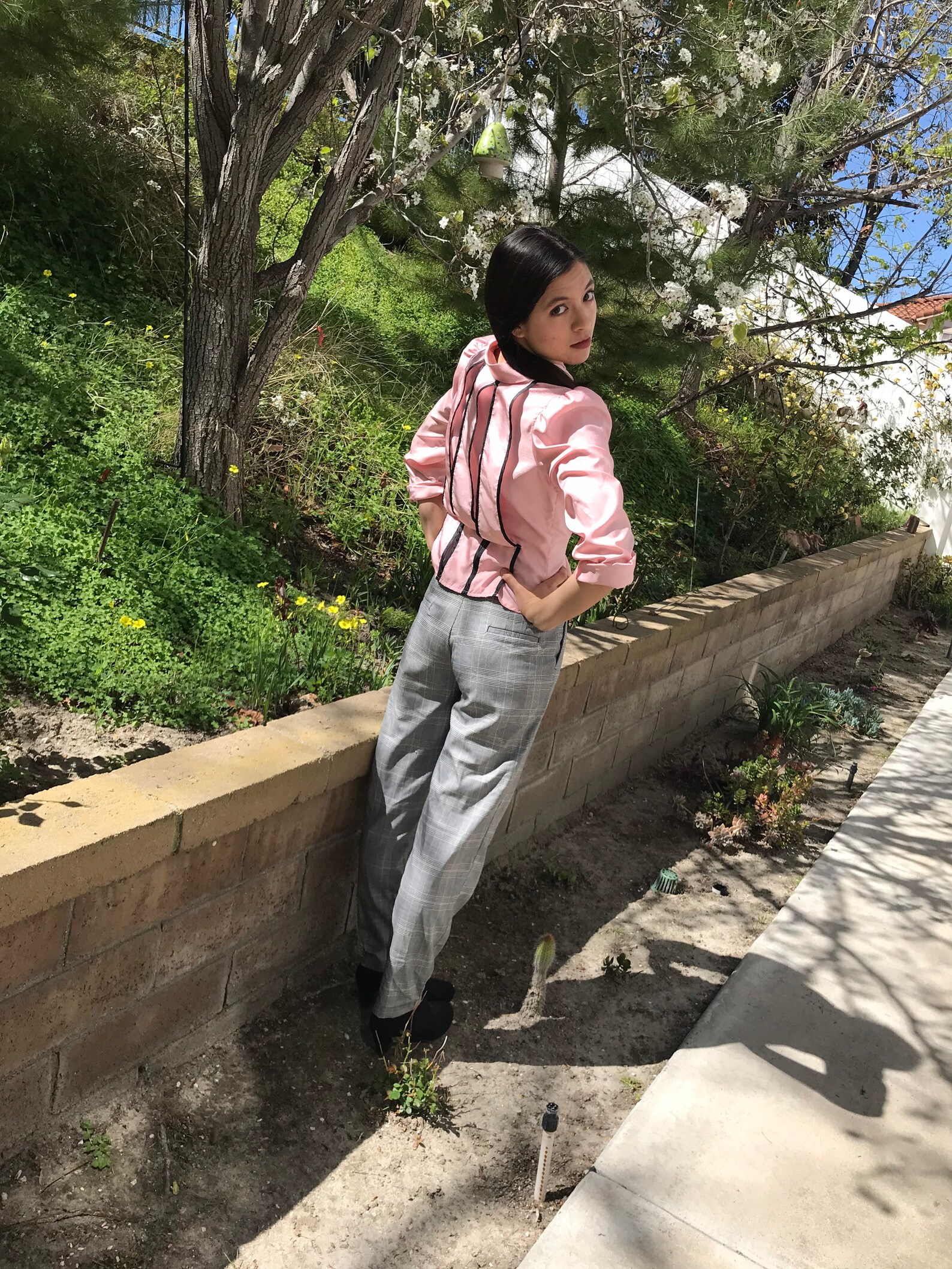 90s Pink Retro Waitress Convertible Blouse - Etsy