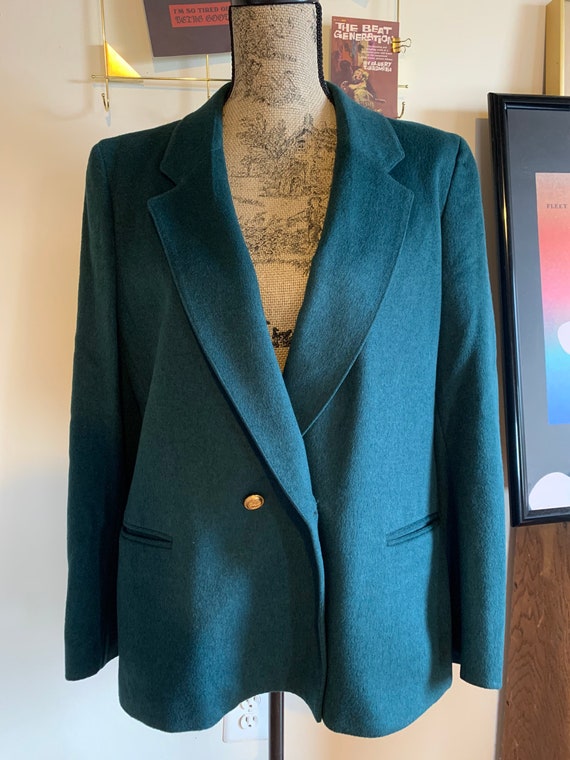 Forest Green Cashmere Blazer // Long-line jacket with… - Gem
