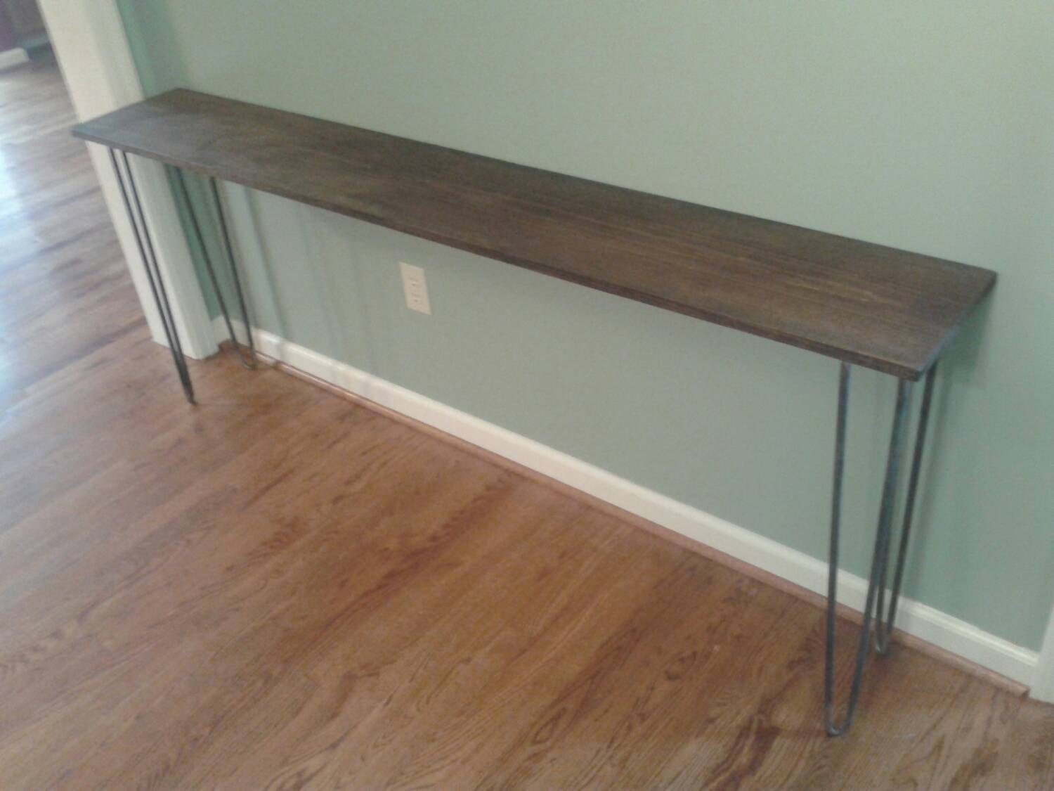 Beautiful Dark Walnut Poplar Console Table Sofa Table With Raw Steel ...