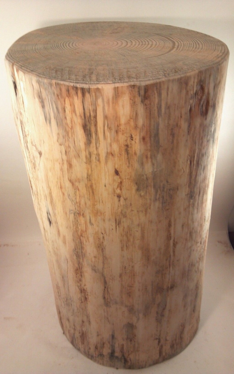 Rustic Tan Pine Stump Stool Side Table Plant Stand- Custom Heights ...