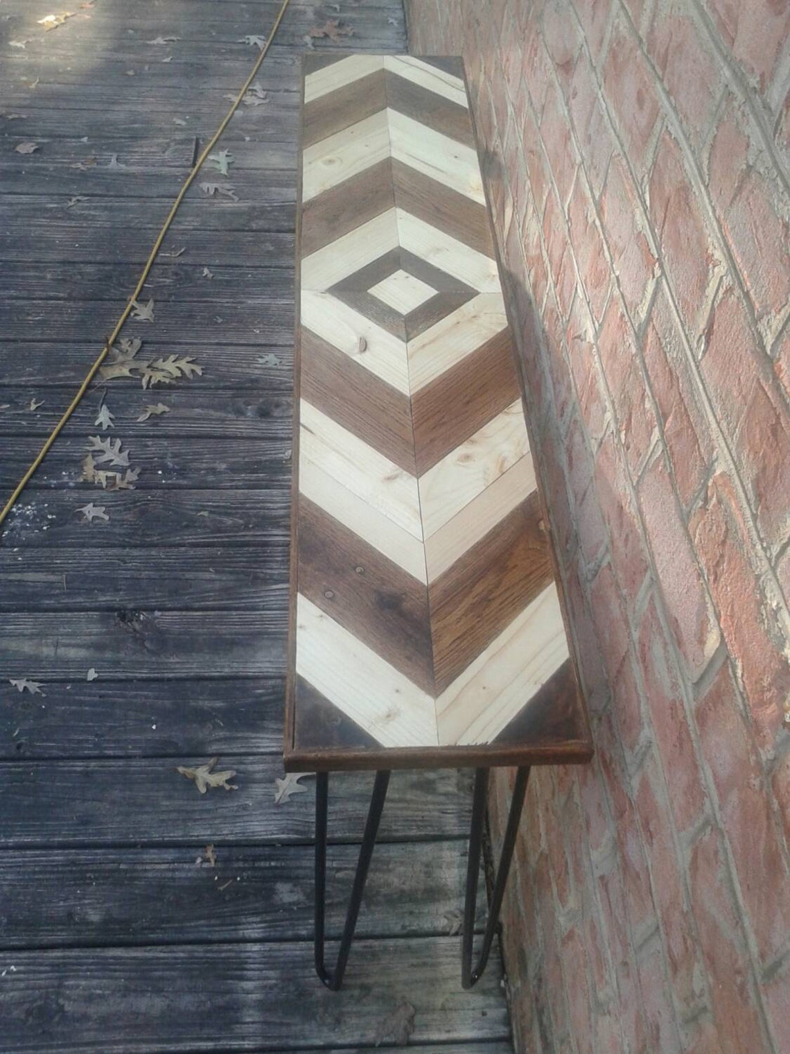 Beautiful Stained Mirrored Chevron Style Console Table With - Etsy