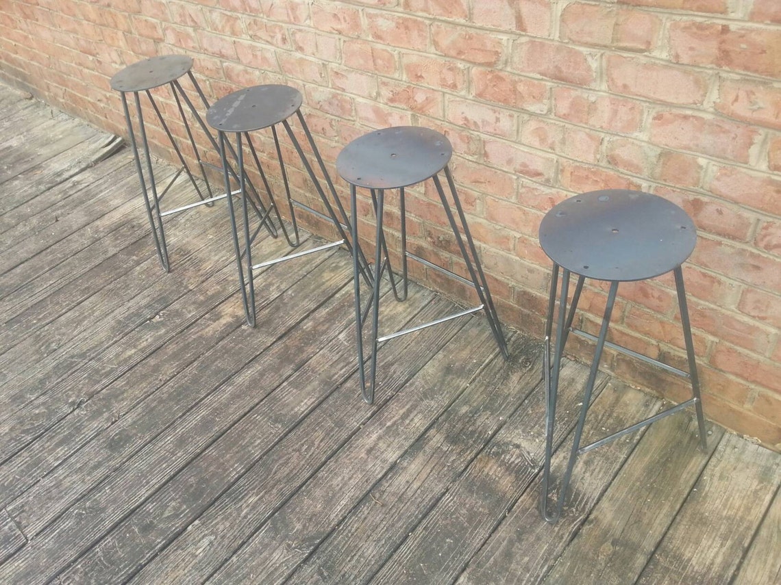 Discounted Bulk Sets of Raw Steel Square Bar Hairpin Bar Stool | Etsy