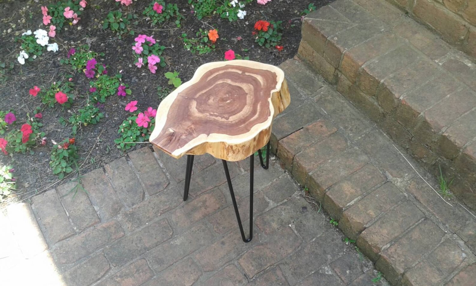 Red Cedar Cookie Live Edge Side Corner Table on Black Hairpin - Etsy