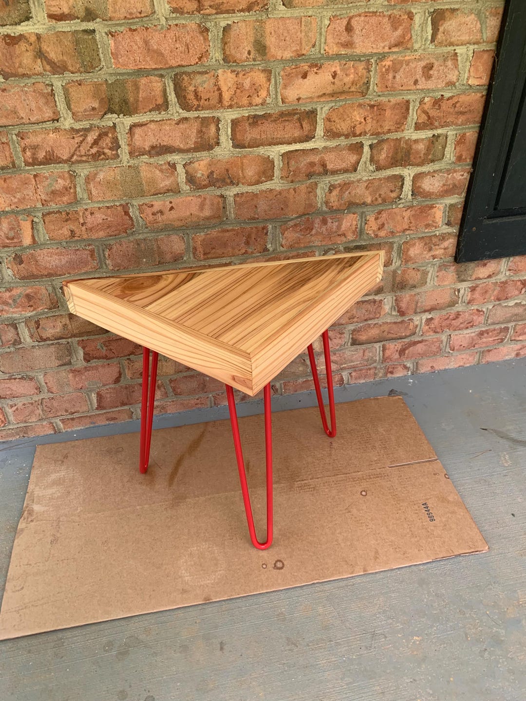 Triangle Corner Desk Table Cedar Wood - Red Hairpin Legs - Etsy
