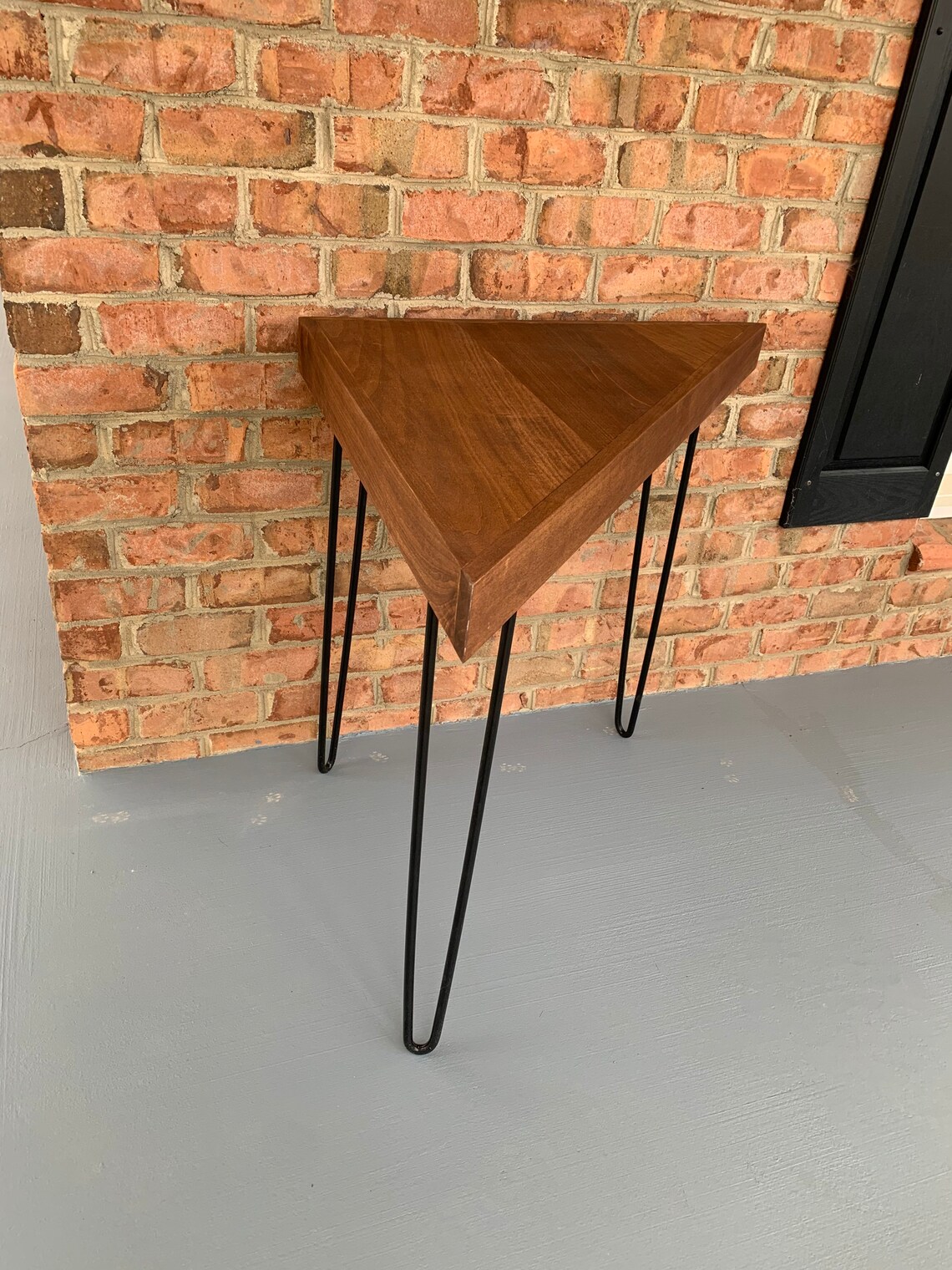 Tall Corner Triangle Table With Black Hairpin Legs Poplar Wood - Etsy