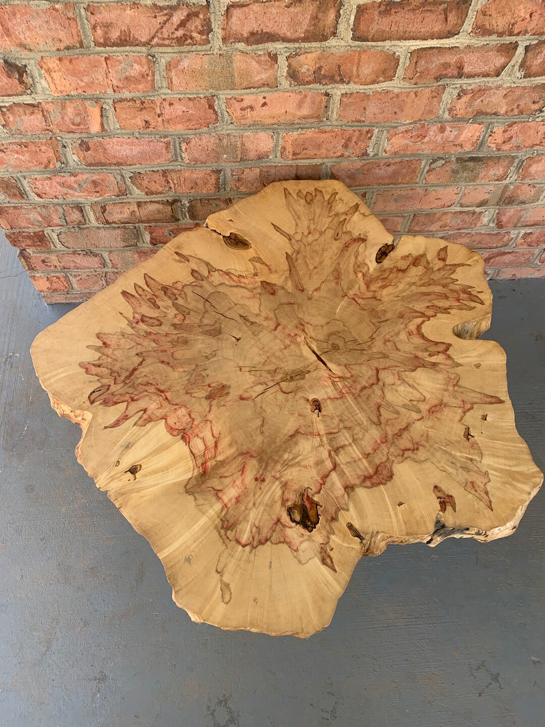 Figured Flaming Box Elder Slice Table - Black Hairpin Legs - Etsy