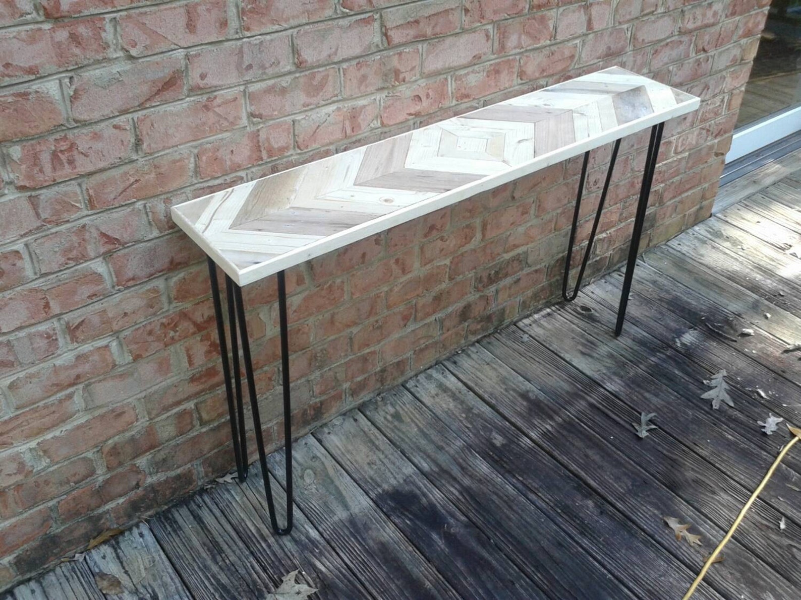 Mirrored Chevron Style Console Table With Black Hairpin Legs - Etsy