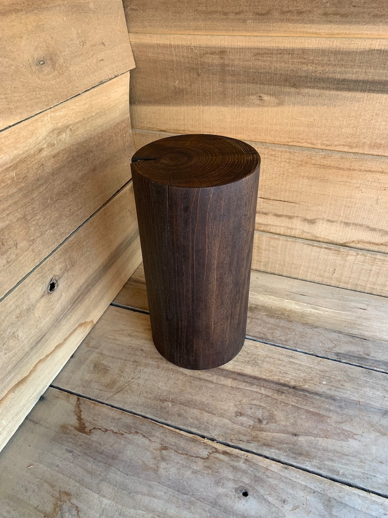 Walnut Stained Poplar Stump Table Stool Plant Stand Side - Etsy