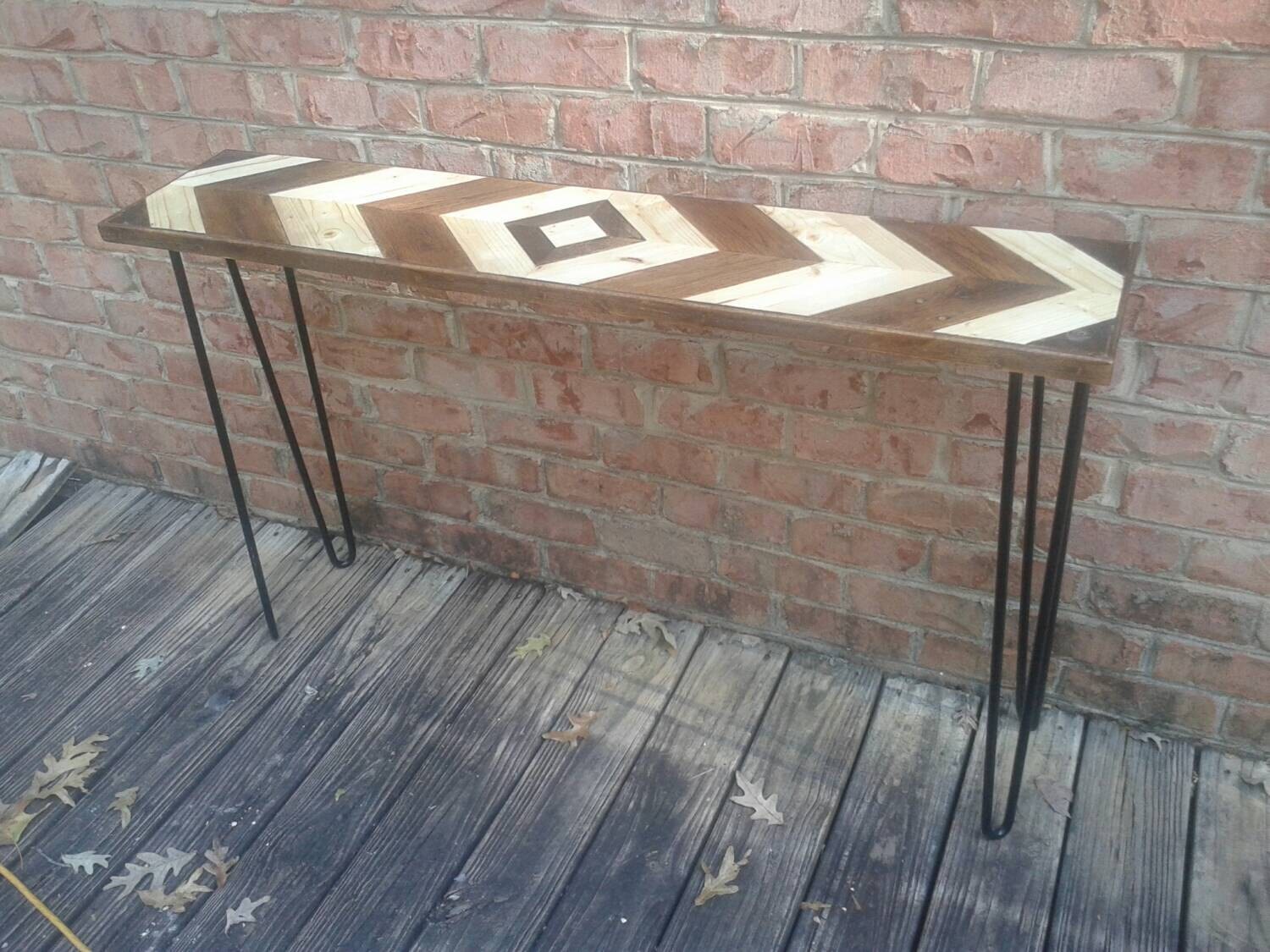 Beautiful Stained Mirrored Chevron Style Console Table With - Etsy